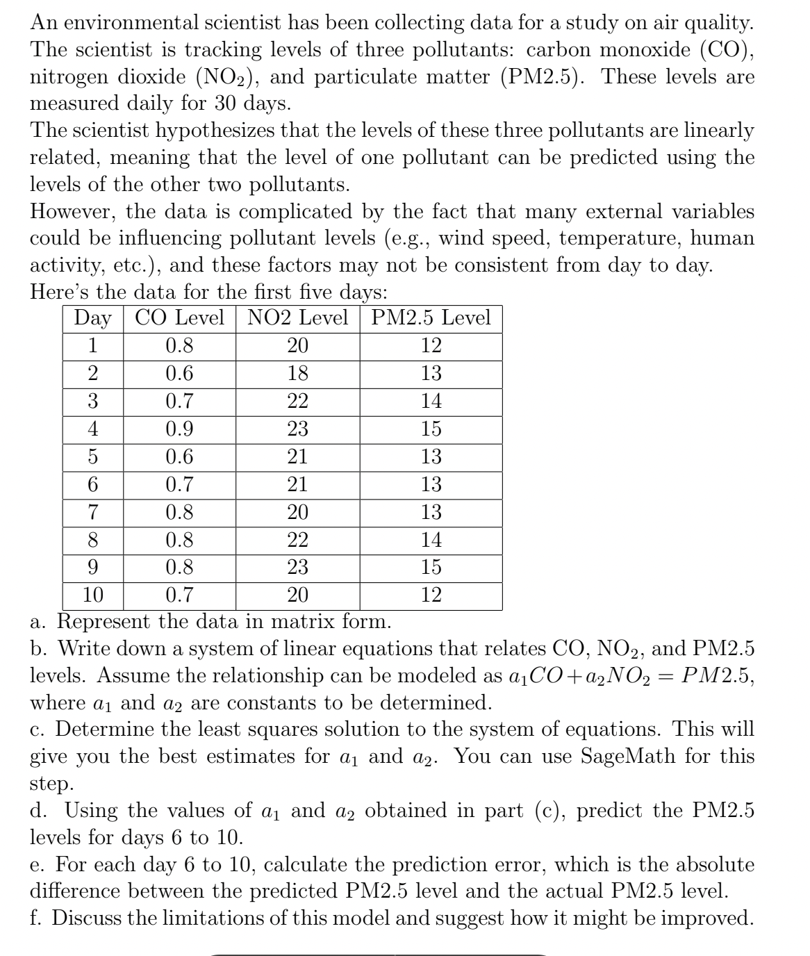 Solved An environmental scientist has been collecting data | Chegg.com