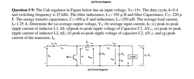 Solved Cal Circuit diagram Question #9: The Cuk regulator in | Chegg.com