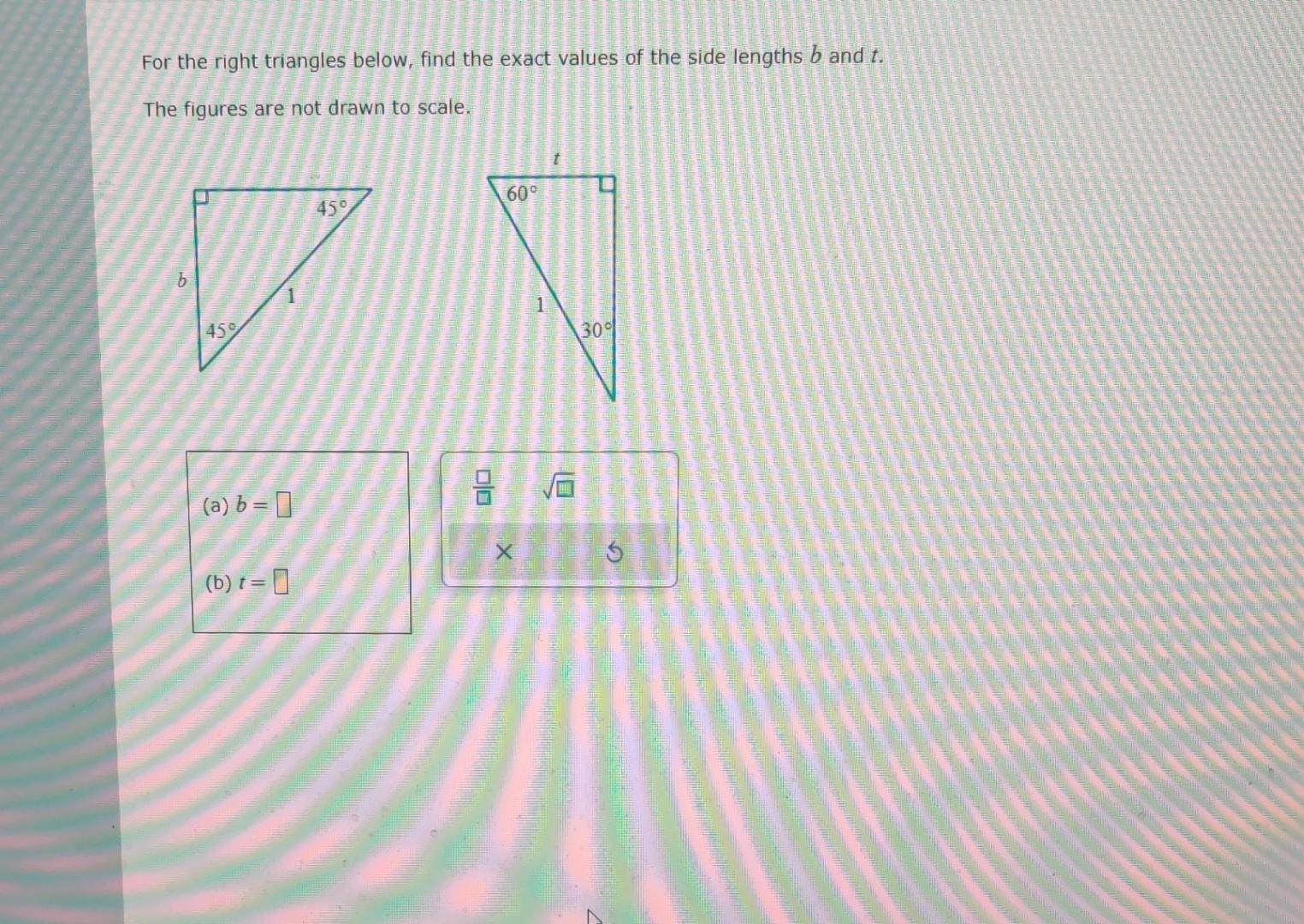 Solved For the right triangles below, find the exact values | Chegg.com