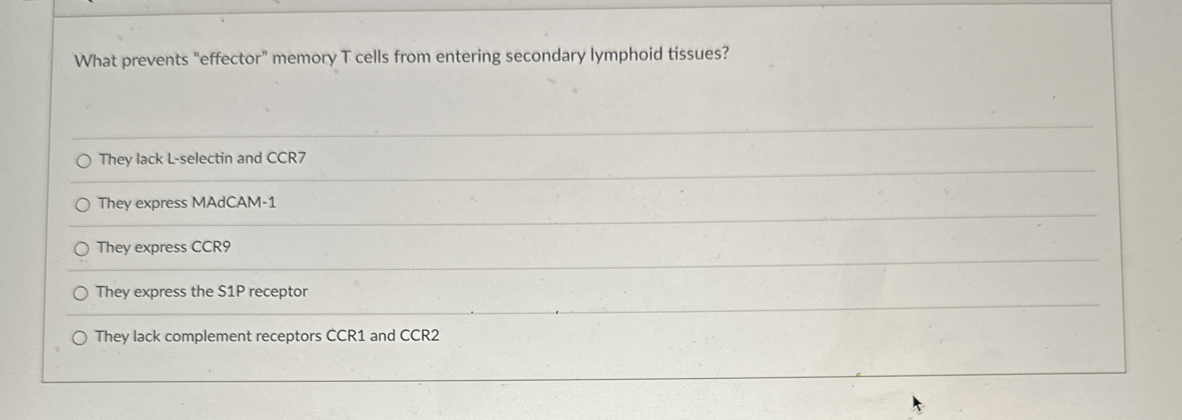 Solved What prevents "effector" memory T ﻿cells from | Chegg.com