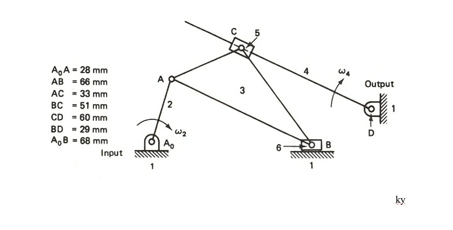 Solved A six-bar mechanism is shown below. Links 5 and 6 are | Chegg.com