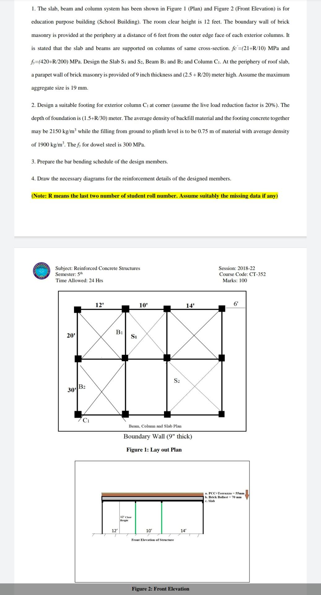 1. The slab, beam and column system has been shown in | Chegg.com