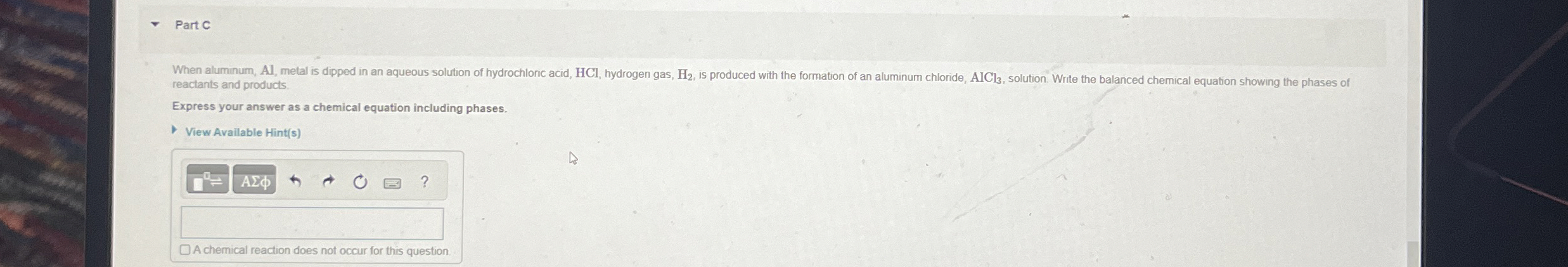 Solved Part C reactants and products.Express your answer as | Chegg.com