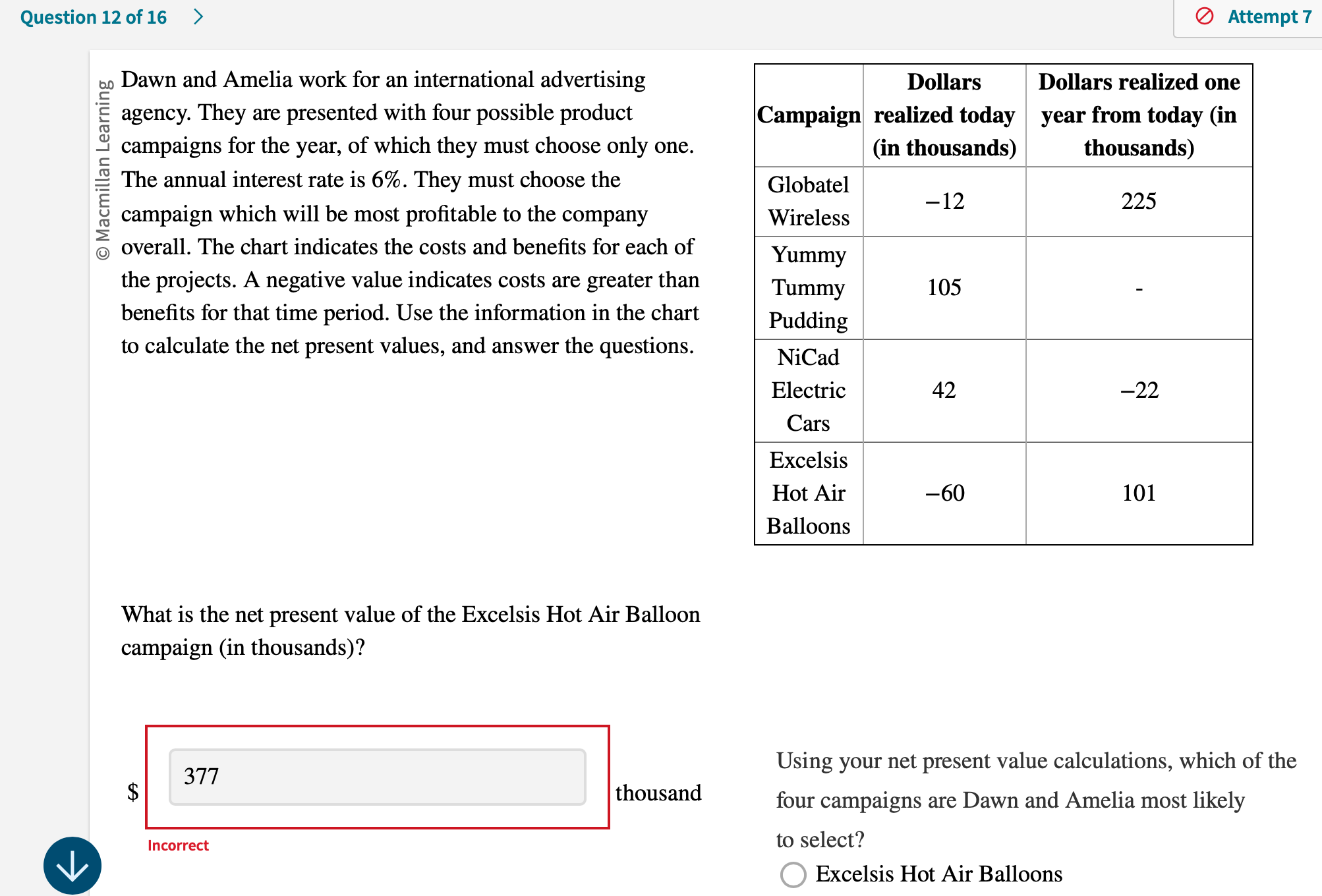 Solved Using your net present value calculations, which of | Chegg.com
