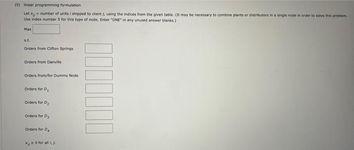 Solved (ii) Inear programming formulation Let xy= number of | Chegg.com