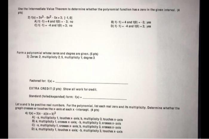 Solved Use the Intermediate Value Theorem to determine | Chegg.com