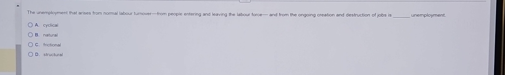 Solved The unemployment that arises from normal labour | Chegg.com