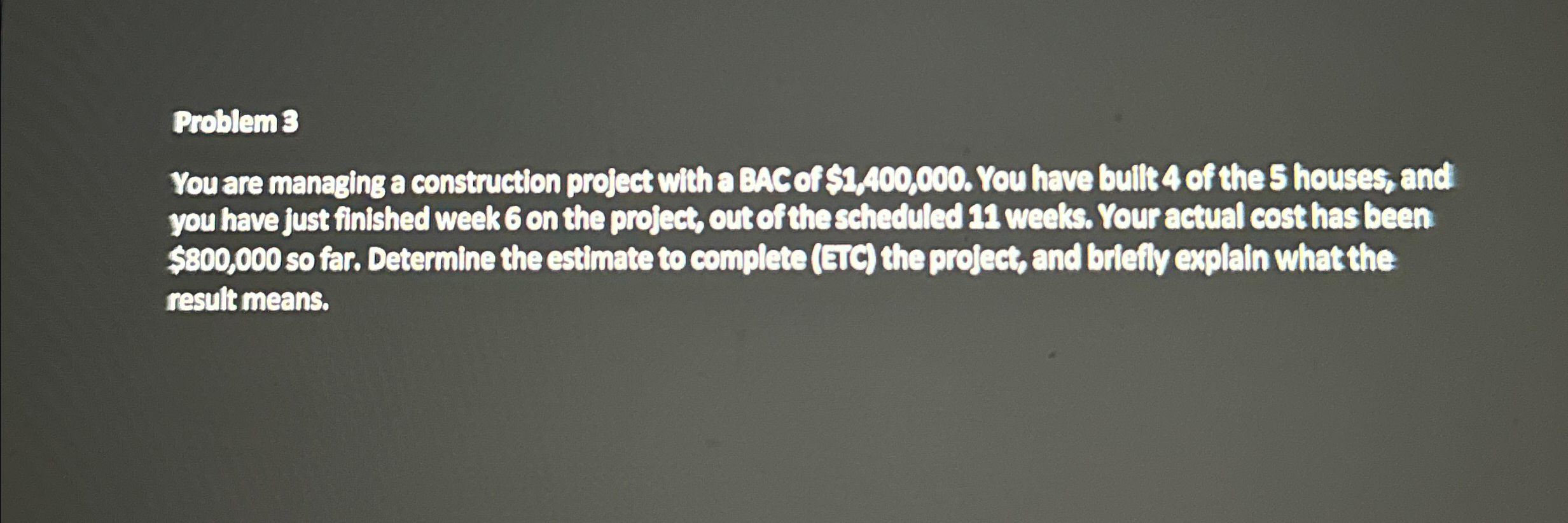 Solved Problem 3You are managing a construction project with | Chegg.com