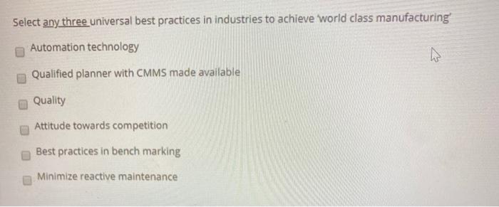 Solved Select any three universal best practices in | Chegg.com