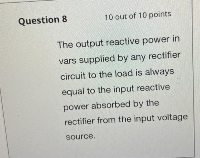 Solved The output reactive power in vars supplied by any | Chegg.com