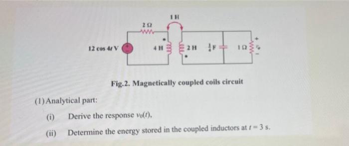 Solved Fig.2. Magnetically coupled coils circuit (1) | Chegg.com