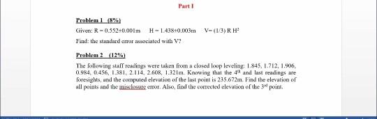 Solved Surveying for civil Engineering Please solve the | Chegg.com