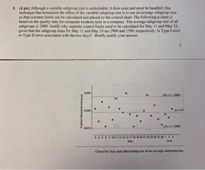 Solved 8. (4 pts) Although a variable subgroup size is | Chegg.com