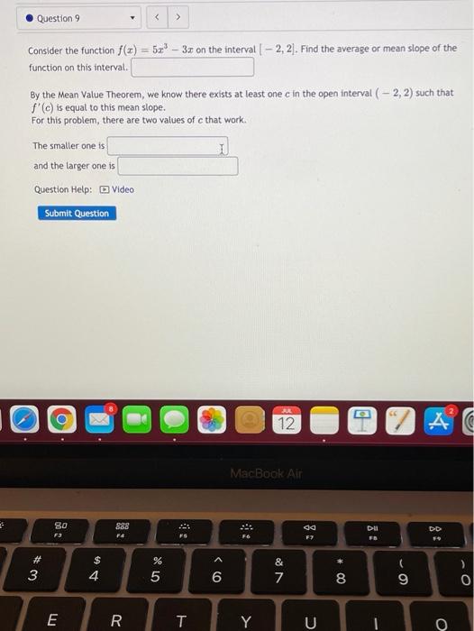 Solved Question 9 Consider the function f(x) = 5x - 3x | Chegg.com