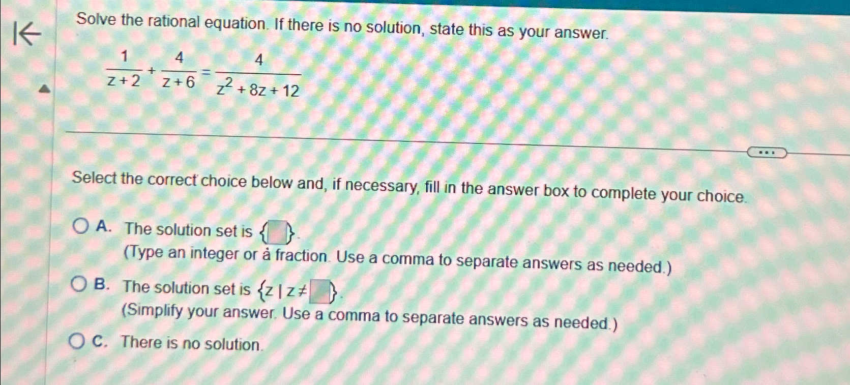 Solved Solve the rational equation. If there is no solution, | Chegg.com