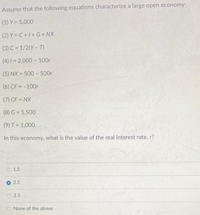Solved Assume that the following equations characterize a | Chegg.com