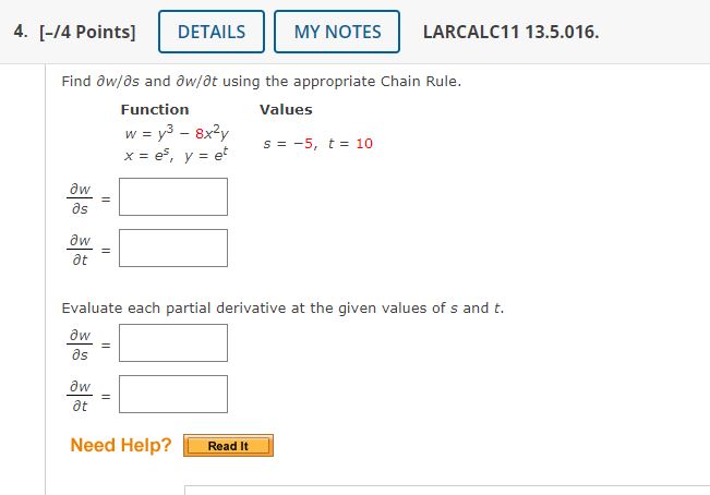 Solved Find delwdels and delwdelt using the appropriate | Chegg.com