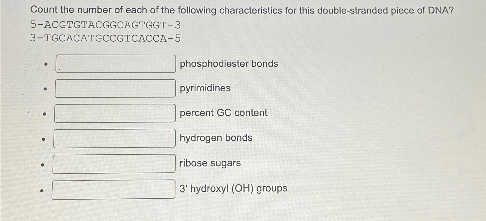 Solved Count the number of each of the following | Chegg.com