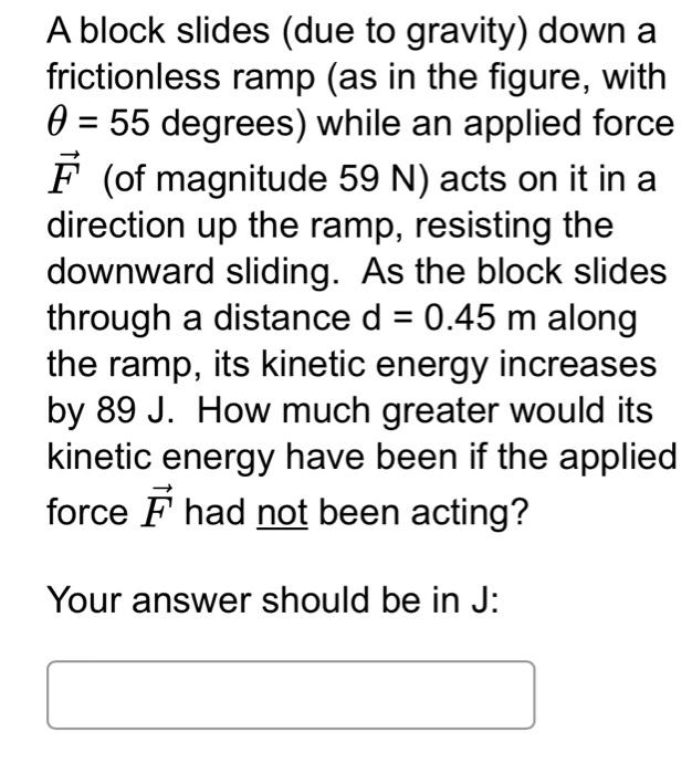 Solved A block slides (due to gravity) down a frictionless | Chegg.com