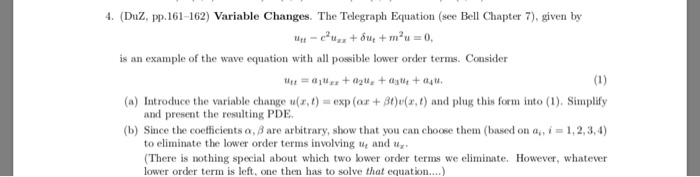 Solved 4. (Duz, pp. 161-162) Variable Changes. The Telegraph | Chegg.com