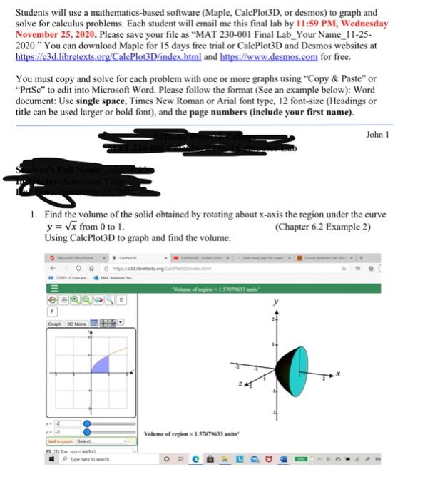 Solved Students will use a mathematics-based software | Chegg.com