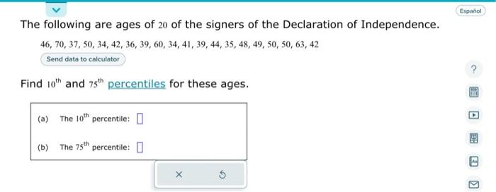 Solved The following are ages of 20 of the signers of the | Chegg.com