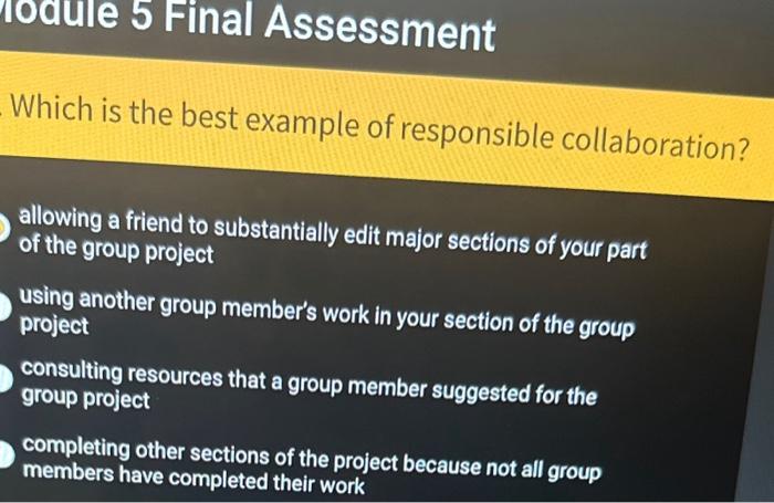 Solved Which is the best example of responsible | Chegg.com