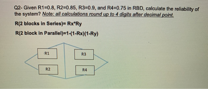 Solved Q2- Given R1=0.8, R2=0.85, R3=0.9, and R4=0.75 in | Chegg.com