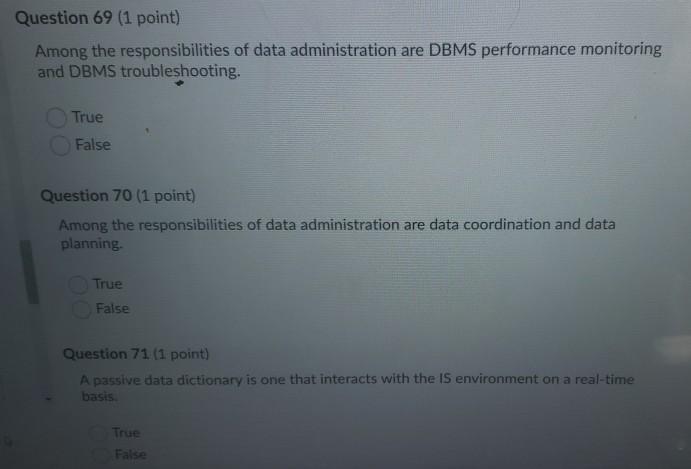 Solved Question 72 (1 point) A data repository is a | Chegg.com