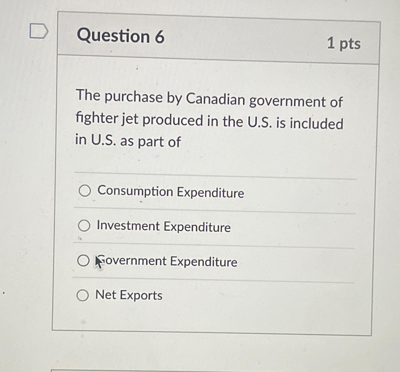 Solved Question 61 ﻿ptsThe purchase by Canadian government | Chegg.com