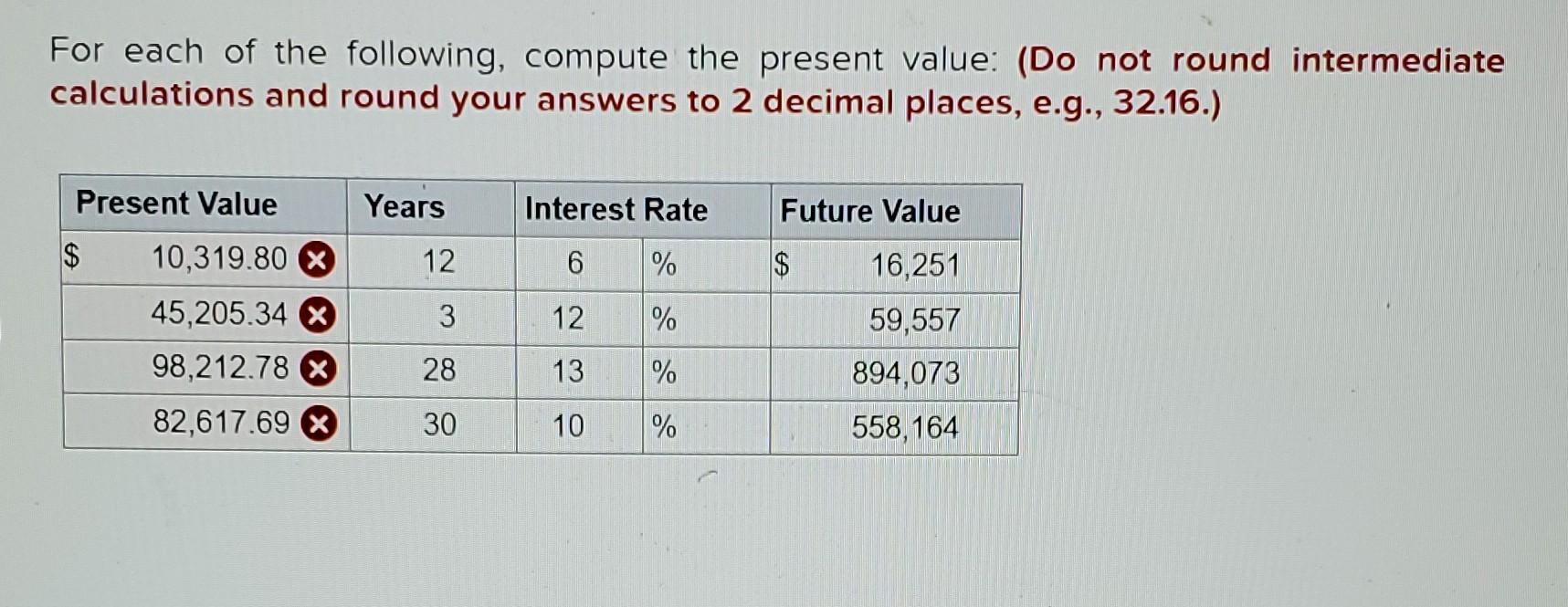 Solved For each of the following, compute the present value: | Chegg.com