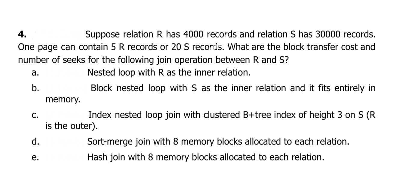 Suppose relation R ﻿has 4000 ﻿records and relation S | Chegg.com