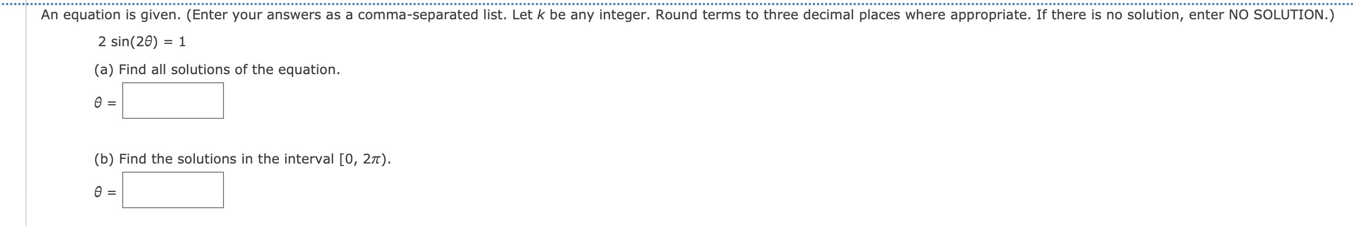 Solved An equation is given. (Enter your answers as a | Chegg.com