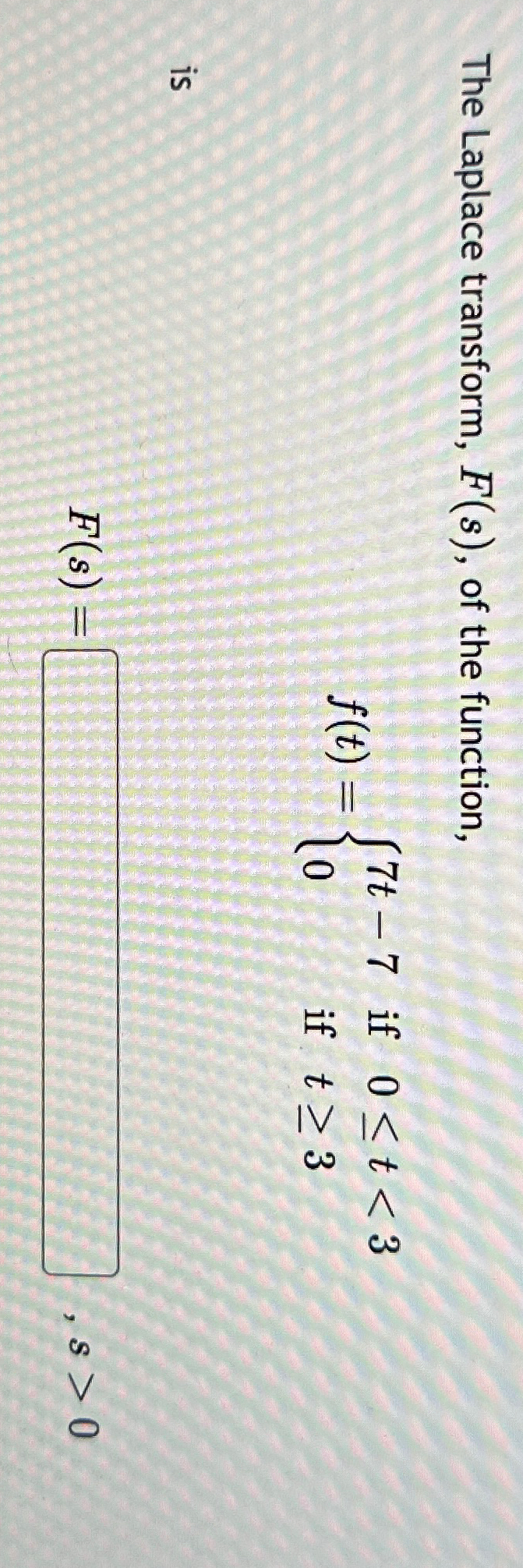 Solved The Laplace transform, F(s), ﻿of the | Chegg.com