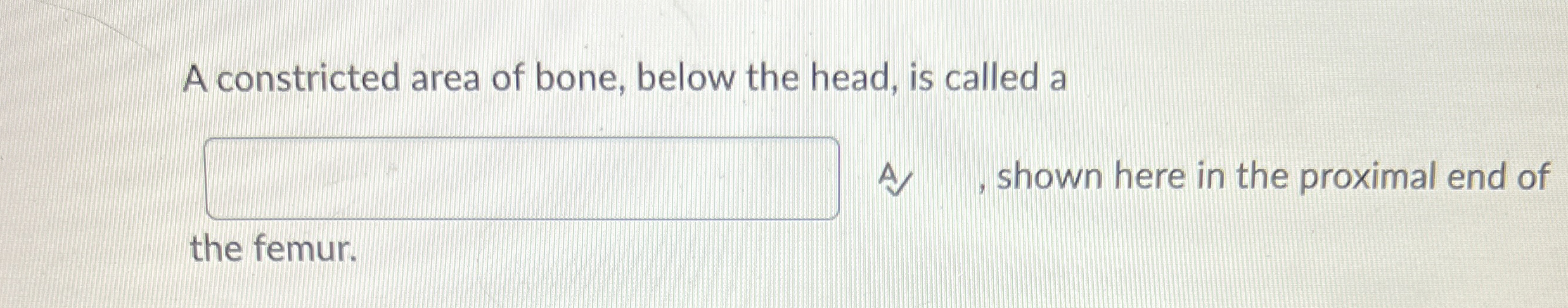 Solved A constricted area of bone, below the head, is called | Chegg.com