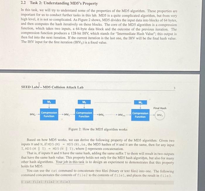 Solved 2.2 Task 2: Understanding MD5's Property In this | Chegg.com