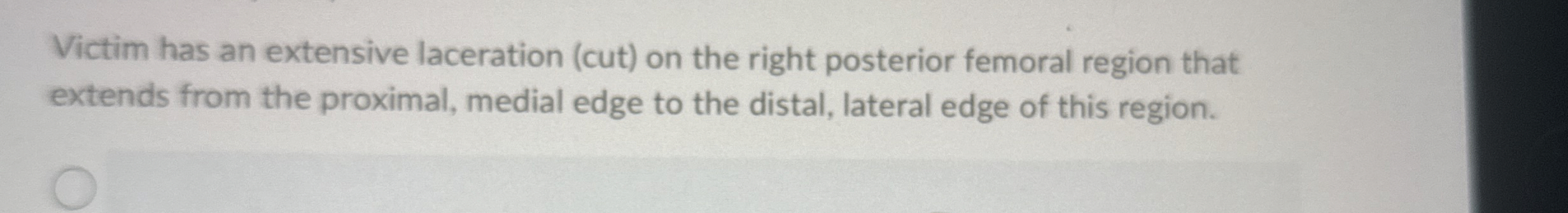 Victim has an extensive laceration (cut) ﻿on the | Chegg.com