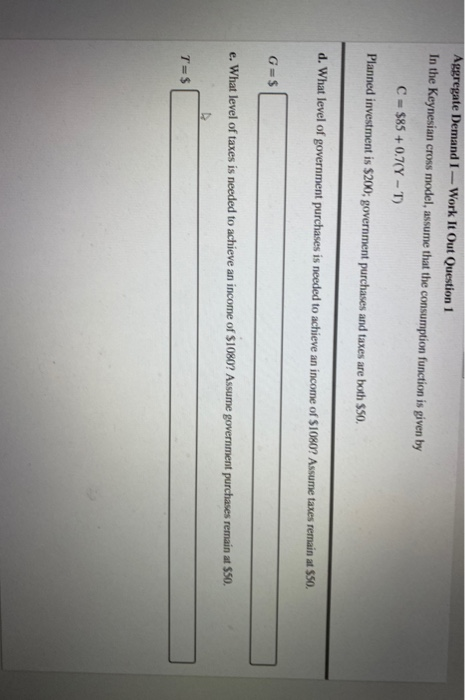 Solved Aggregate Demand I - Work It Out Question 1 In the | Chegg.com