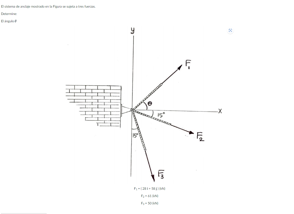 Solved El sistema de anclaje mostrado erDetermine:El ángulo | Chegg.com