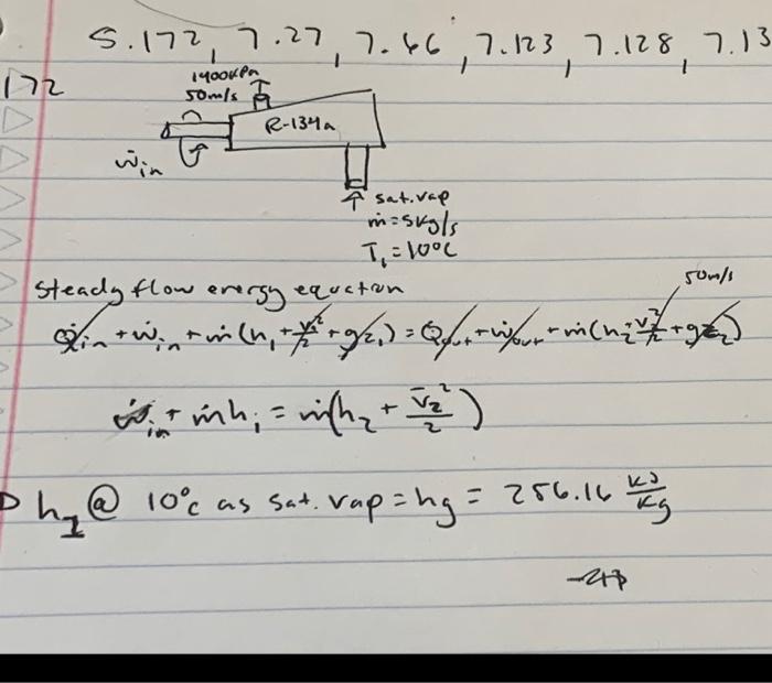 Solved Refrigerant 134a enters a compressor with a mass flow | Chegg.com