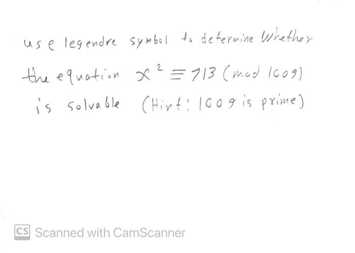 Solved use legendre symbol to determine whether the equation | Chegg.com
