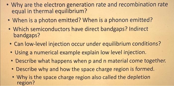 Solved - Why are the electron generation rate and | Chegg.com