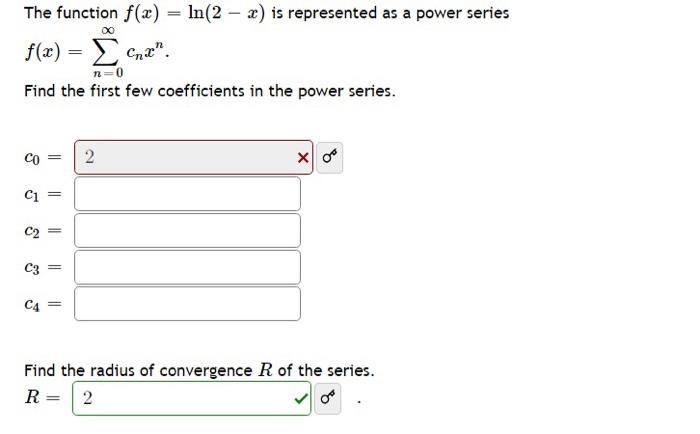 Solved The function f(x) = ln(2 - x) is represented as a | Chegg.com