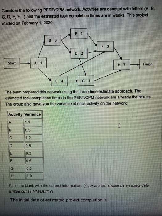 Solved Consider the following PERT/CPM network. Activities | Chegg.com Solved Consider the following PERT/CPM network. Activities | Chegg.com