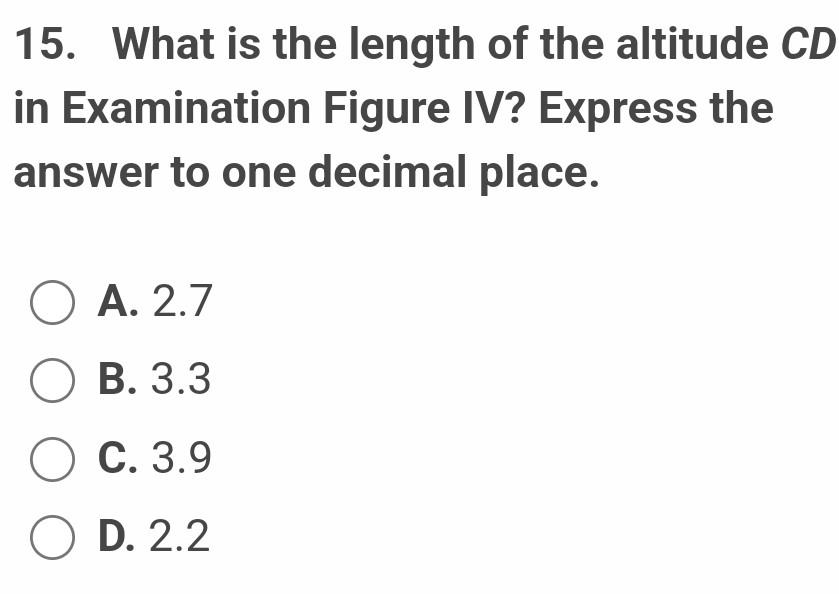 Solved 15. What is the length of the altitude CD in | Chegg.com