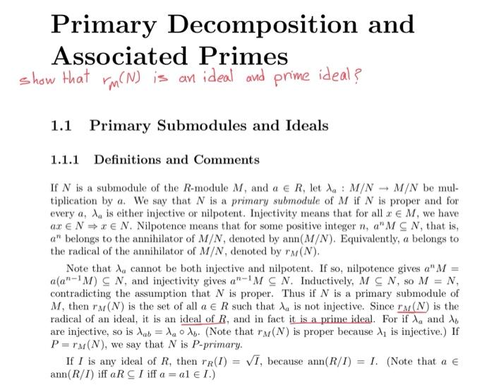 Solved Primary Decomposition and Associated Primes show that | Chegg.com