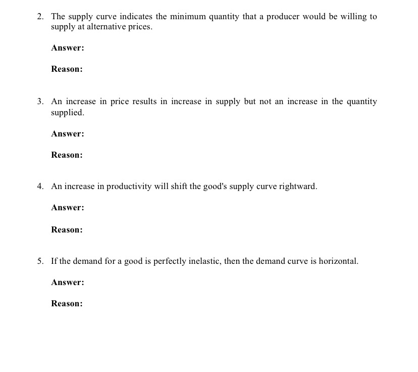 Solved The supply curve indicates the minimum quantity that | Chegg.com