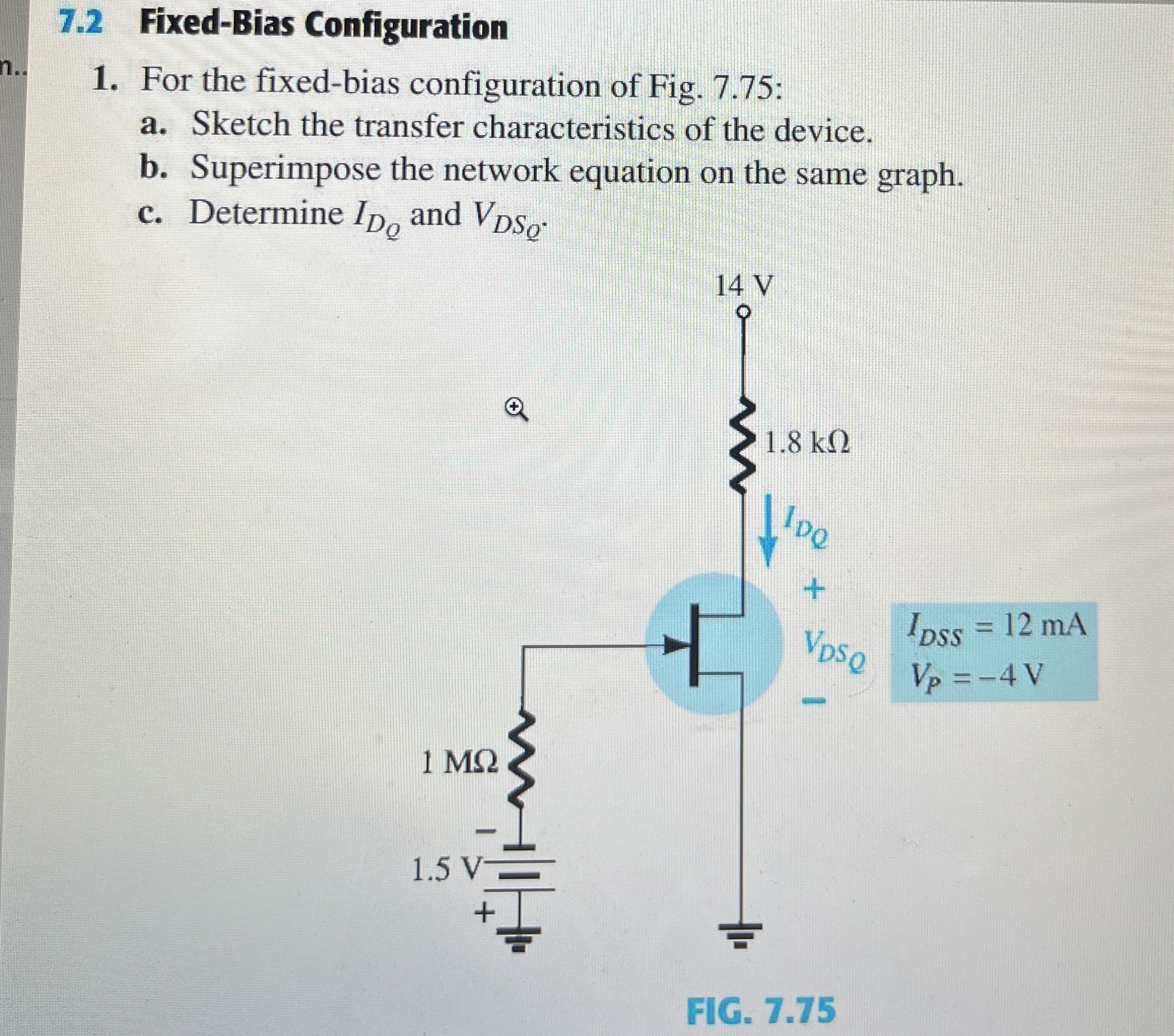 7.2 ﻿Fixed-Bias ConfigurationFor the fixed-bias | Chegg.com