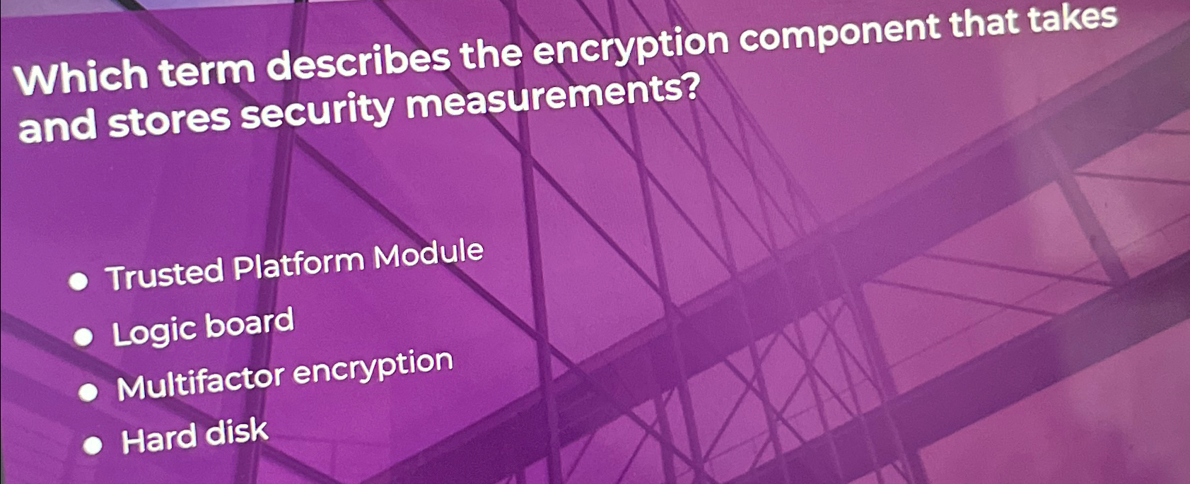 Solved Which term describes the encryption component that | Chegg.com