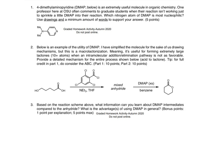 1. 4-dimethylaminopyridine (DMAP; below) is an | Chegg.com